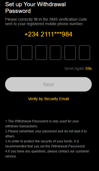 Withdrawal Password – MSport