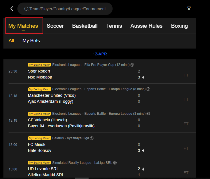 How To Check Match/Event Results. – MSport